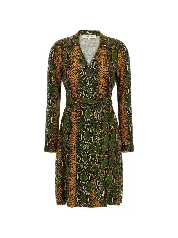 Diane Von Furstenberg Jeanne Python-print Warp Silk Mini Dress - Green