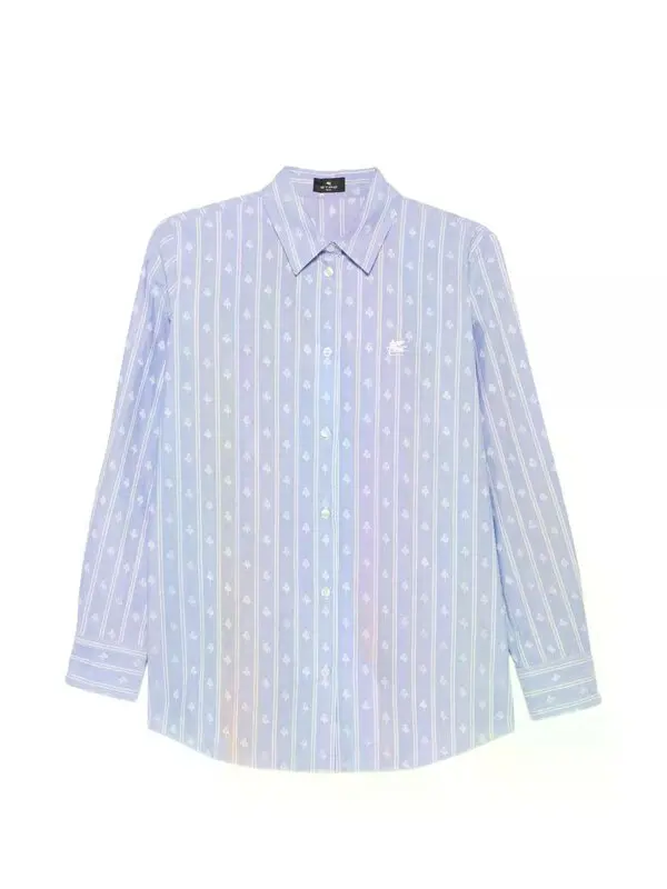 Etro Striped Floral-print Shirt - Blue