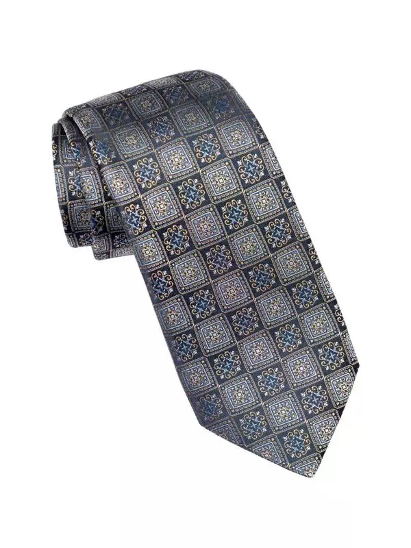 ELIZABETTA De Sica Silk Jacquard Tie - Blue