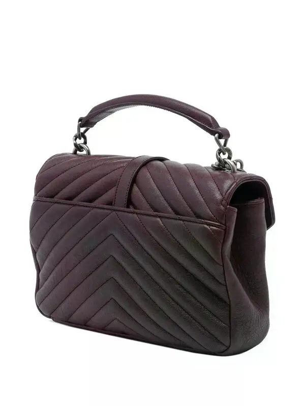 Saint Laurent 2015 Medium Chevron Sheepskin Monogram College Satchel