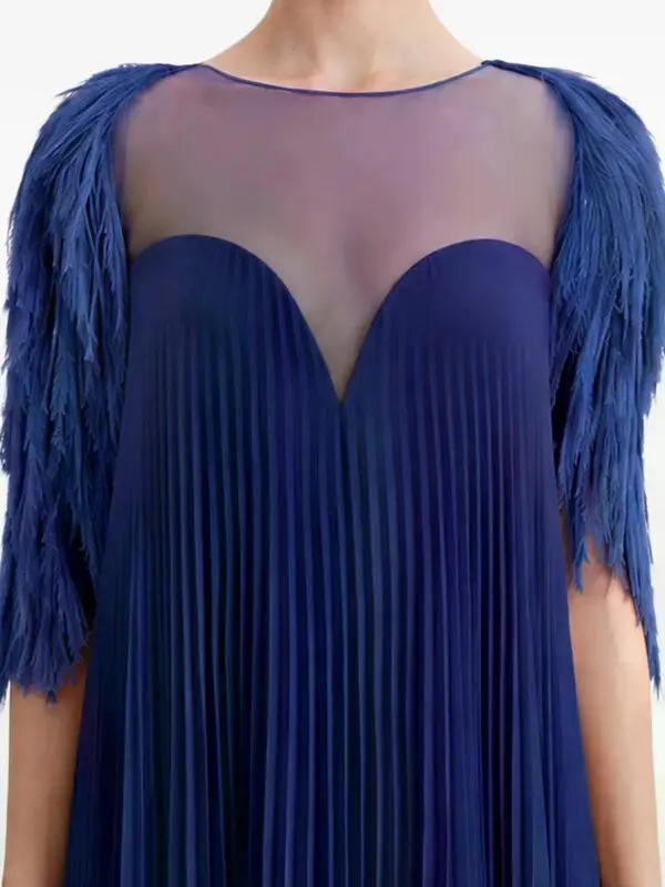 GEMY MAALOUF Feather-trim Pleated Dress