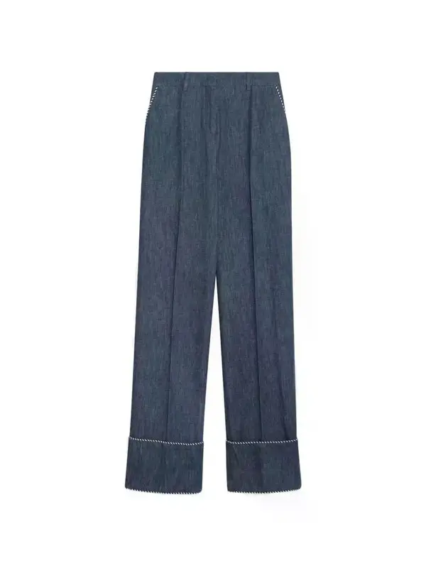 Valentino Garavani Braided-trim Turn-up Jeans