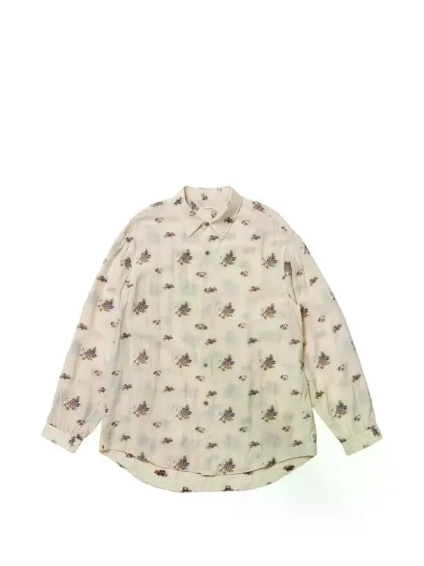 CALMLENCE Floral-print Long-sleeve Shirt - Neutrals