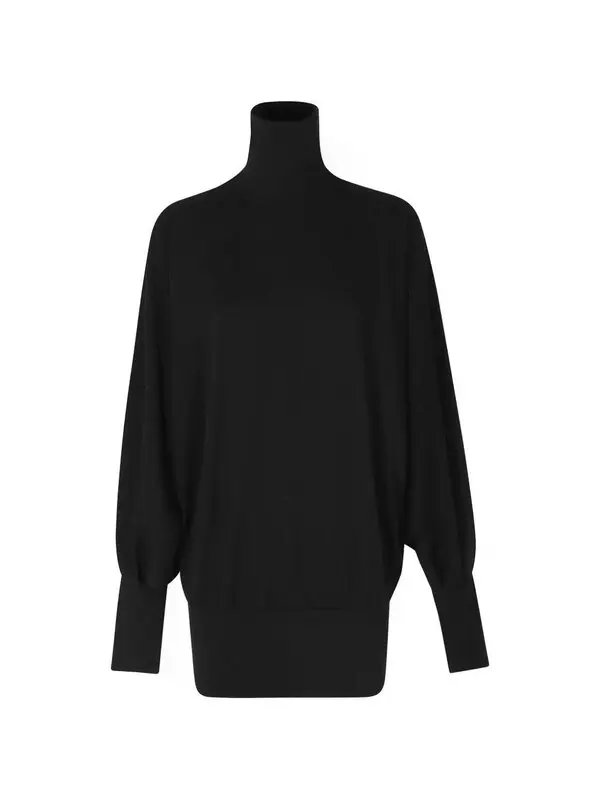 DARKPARK High-neck Batwing-sleeve Top - Black