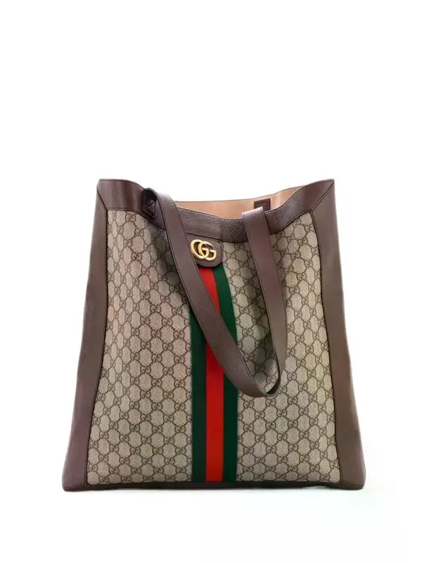 Gucci Ophidia Soft Open Gg Coated Canvas Large Tote Bag - Brown