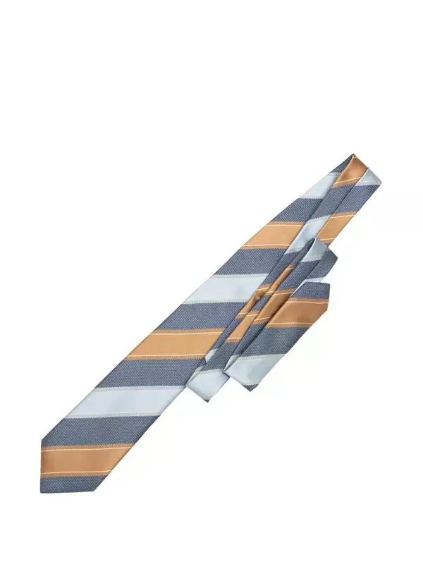 ELIZABETTA Striped Silk Tie - Blue