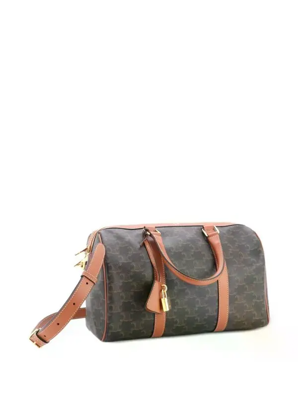 Celine Boston Bag Triomphe Coated Canvas Large Handbag