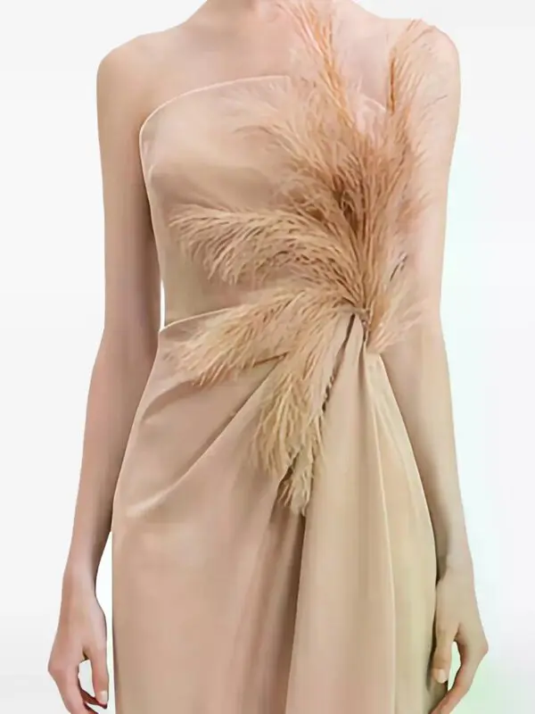GEMY MAALOUF Strapless Feather-detail Dress