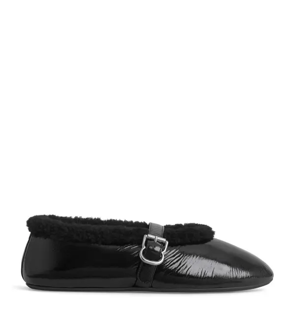 Alaïa Glossy Shearling Ballet Flats