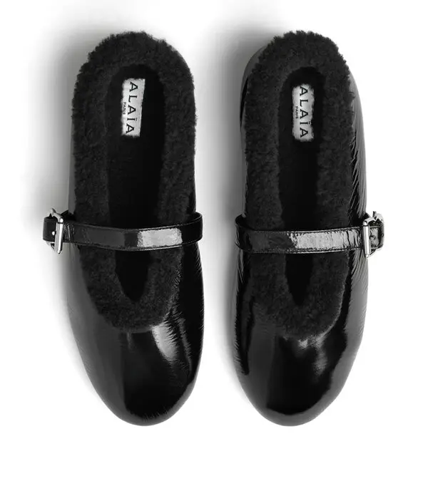 Alaïa Glossy Shearling Ballet Flats