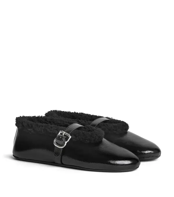 Alaïa Glossy Shearling Ballet Flats