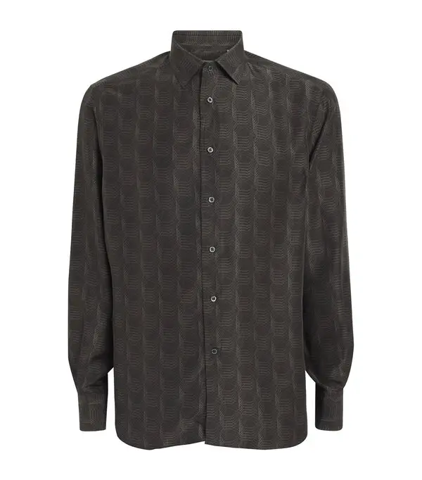 Corneliani Silk Geometric Print Shirt
