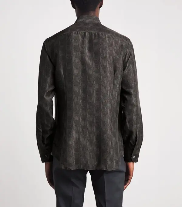 Corneliani Silk Geometric Print Shirt