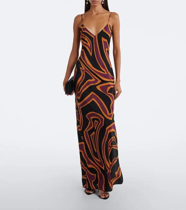 Emilio Pucci Labirinto Silk Crepe De Chine Slip Dress