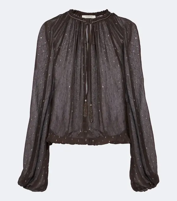 JACQUES WEI Embellished Sheer Blouse