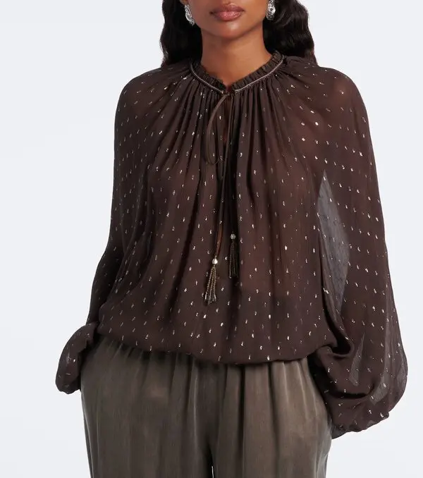 JACQUES WEI Embellished Sheer Blouse