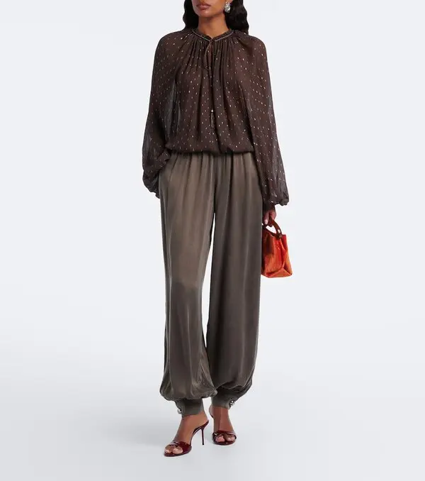 JACQUES WEI Embellished Sheer Blouse