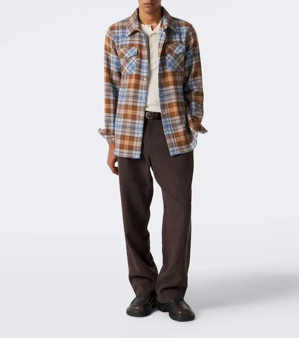 GOD'S TRUE CASHMERE Nomad Plaid Cashmere Shirt With Moonstones