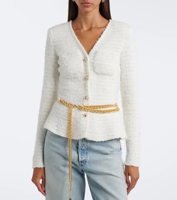 SELF-PORTRAIT Belted Boucle Cardigan