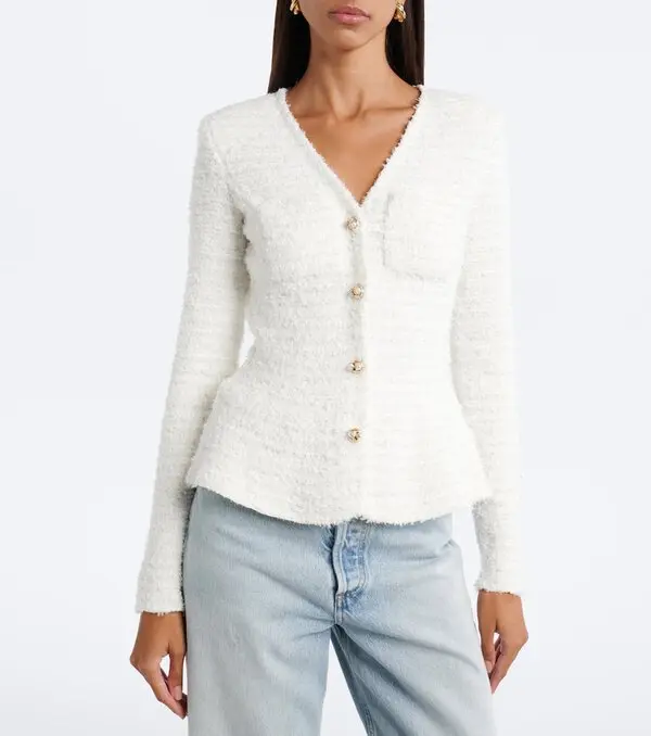 SELF-PORTRAIT Belted Boucle Cardigan