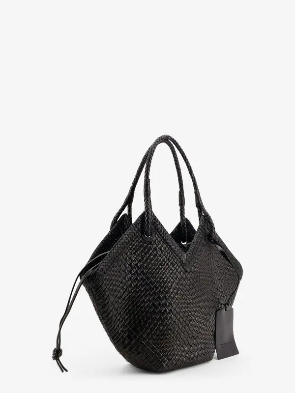 IBELIV Trinity Medium Vegetable Leather Shoulder Bag With Woven Pattern - Black