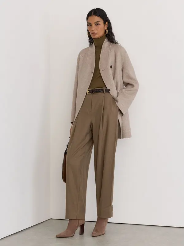 REISS Petite Wool-blend Collarless Blind-seam Short Coat