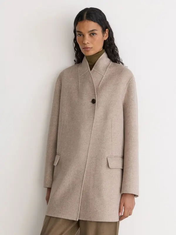 REISS Petite Wool-blend Collarless Blind-seam Short Coat