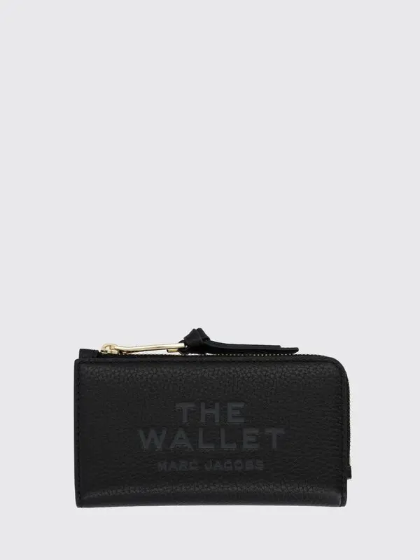Marc Jacobs The Wallet Grained Leather Card Holder With Zip Closure - Black
