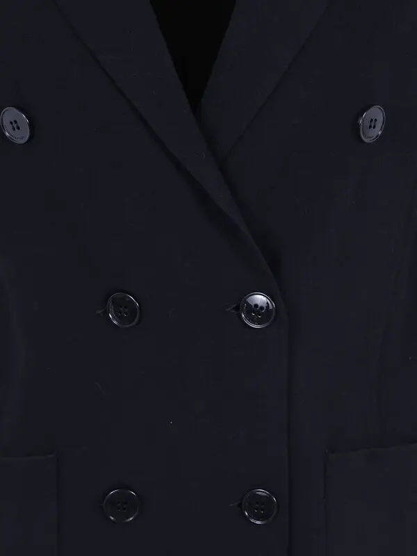 Elisabetta Franchi Double-breasted Cropped Viscose Blend Blazer With Peak Lapels - Black