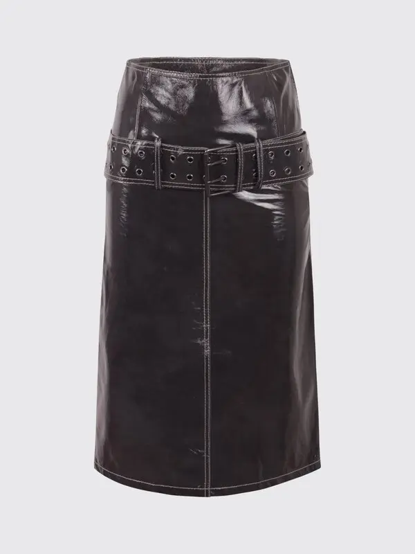 DIESEL® L-ascar High-waisted Patent Leather Mini Skirt With Adjustable Belt - Grey