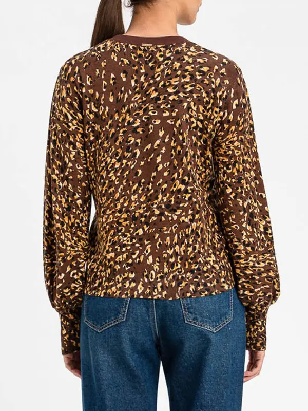TWINSET Animalier Print V-neck Cardigan In Viscose Blend - Multicolor