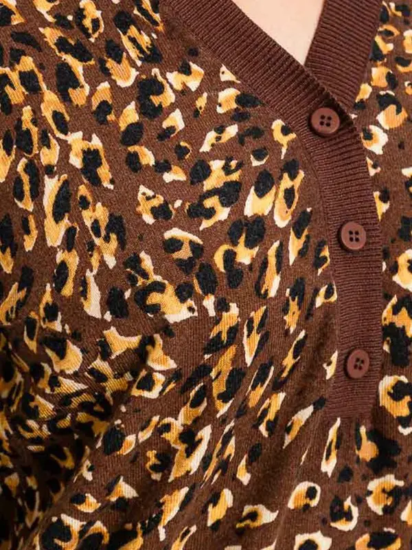 TWINSET Animalier Print V-neck Cardigan In Viscose Blend - Multicolor