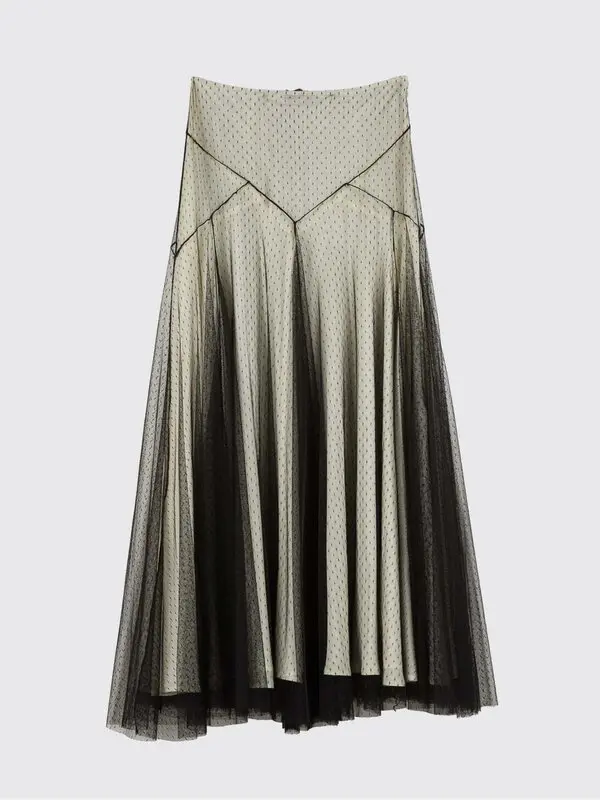 TWINSET Houndstooth Tulle Full Long Skirt