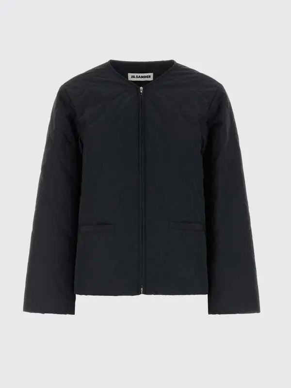 JIL SANDER Quilted Short Puffer Jacket In Polyester With Crew Neck - Black