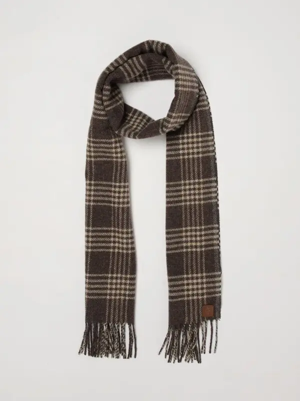 Eleventy Wool And Cashmere Blend Scarf With Tartan Pattern And Fringed Edges