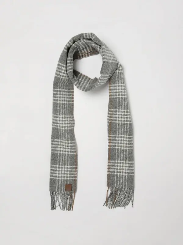 Eleventy Wool And Cashmere Blend Scarf With Tartan Pattern And Fringed Edges - Grey