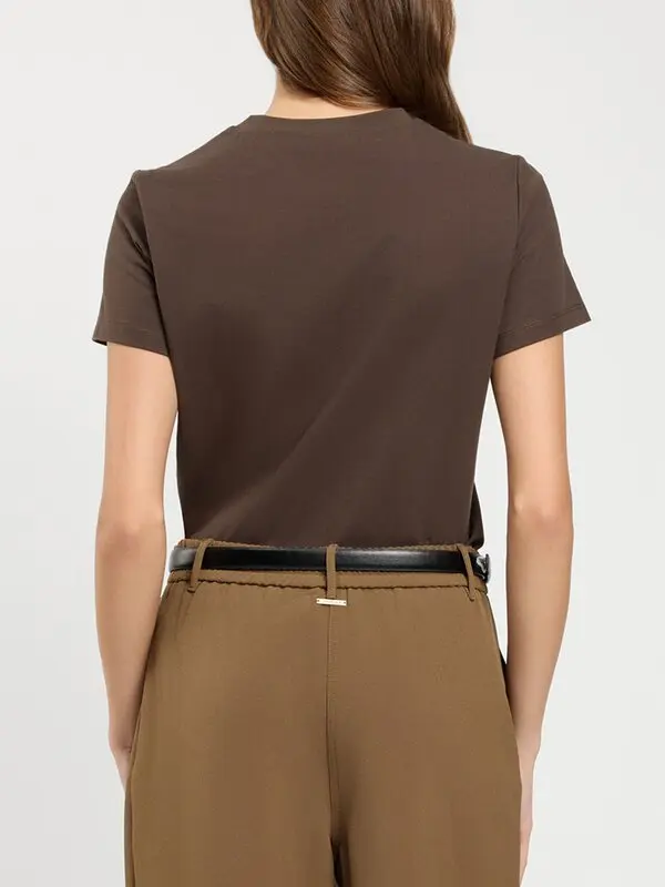 TWINSET Short-sleeved Cotton Blend Crewneck T-shirt With Straight Hem