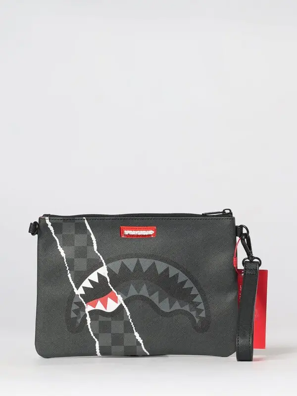 SPRAYGROUND Logo Print Coated Cotton Crossbody Pouch With Removable Handle - Black
