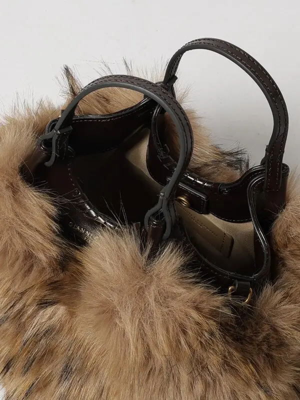 GIANNI CHIARINI Dua Mini Handbag In Faux Fur With Double Leather Handle