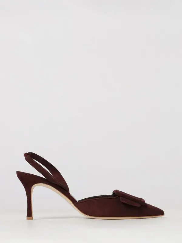 Manolo Blahnik Maysli Suede Slingback Pumps With Mid Heel