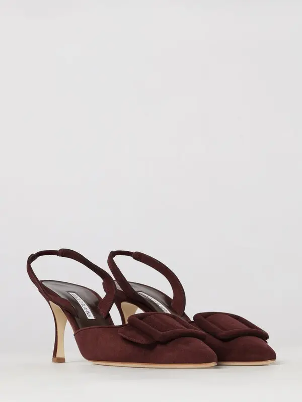 Manolo Blahnik Maysli Suede Slingback Pumps With Mid Heel