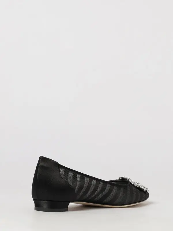 Manolo Blahnik Hangisilaflat Silk Organza Ballet Flats With Jewel Buckle