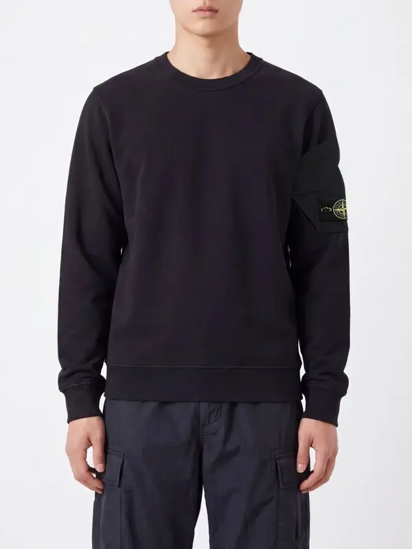 Stone Island Graphic Print Cotton Hoodie - Navy