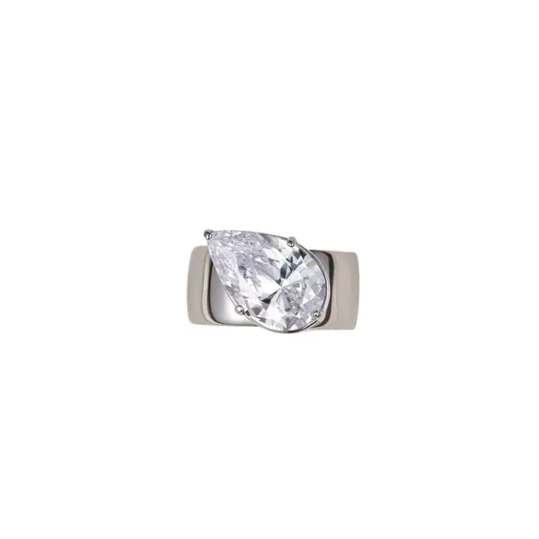 ONEWILDONE A Wonderful Thing Tilted Pear Cigar Ring - Silver