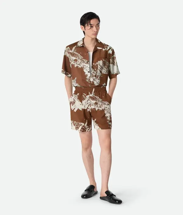 Bottega Veneta Italian Postcard Silk Shorts