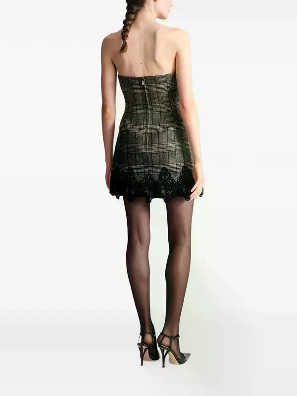 Cara Cara Ina Lace-trim Plaid Mini Dress