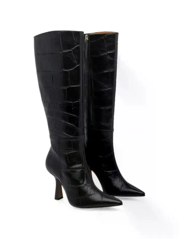 ANGEL ALARCON Croc-effect Knee-high Boots