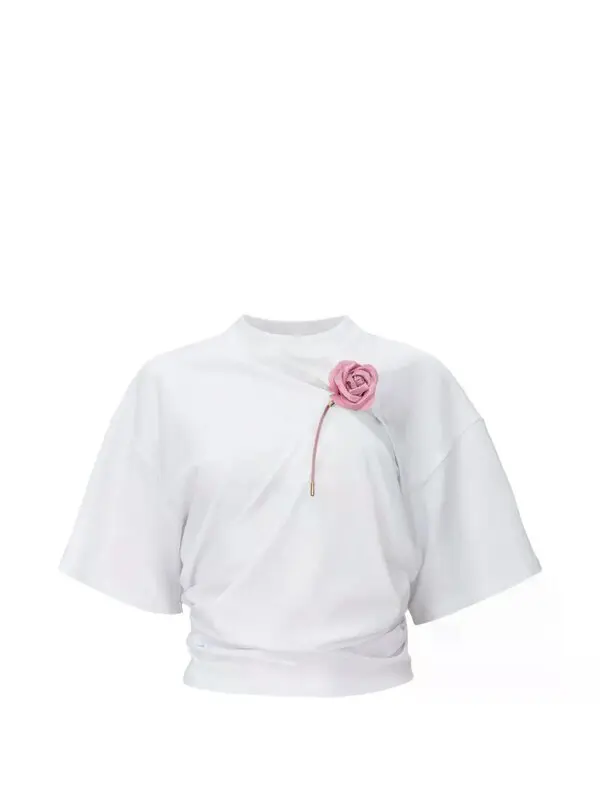SEEN USERS Suspended-rose Asymmetrical T-shirt - White