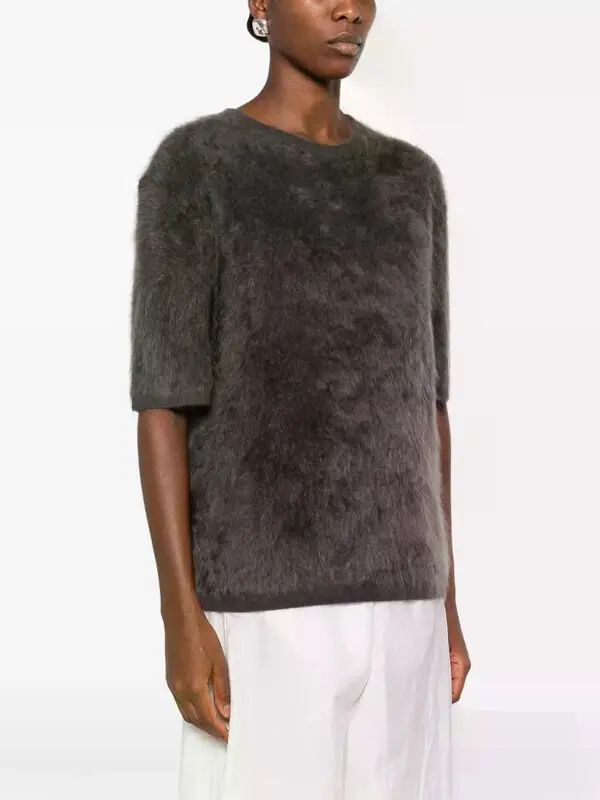 LISA YANG Maren Brushed Short-sleeve Sweater - Grey
