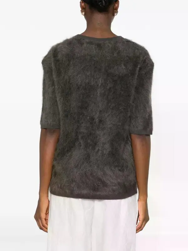 LISA YANG Maren Brushed Short-sleeve Sweater - Grey